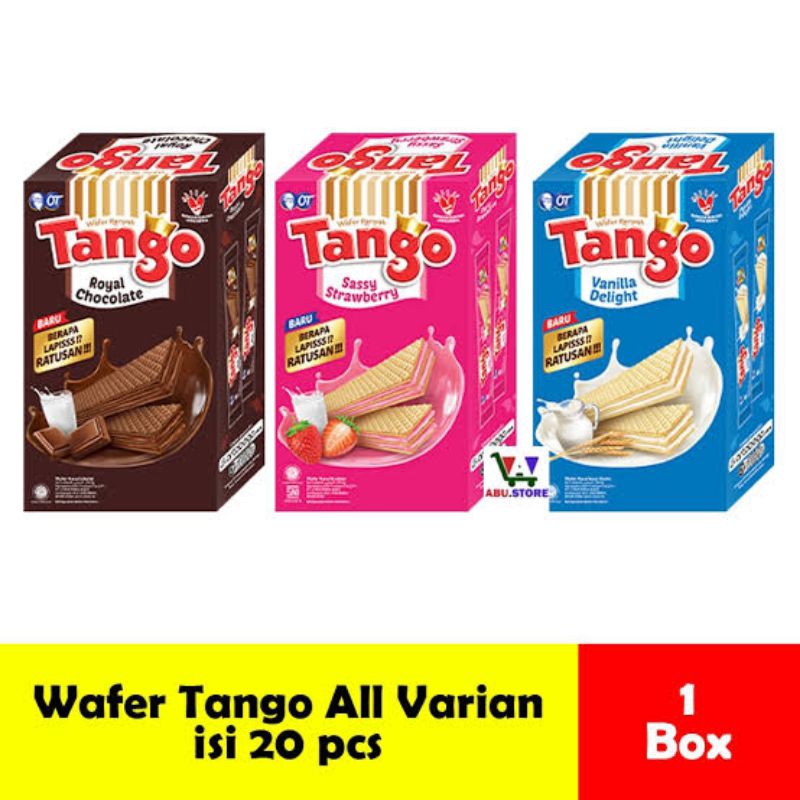 Jual TANGO WAFER RASA VANILA | COKELAT | STRAWBERY NETTO 1 BOX ISI 20 ...
