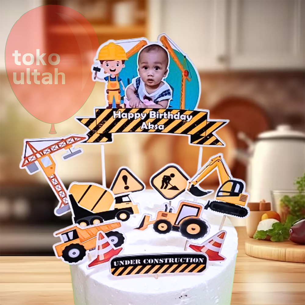Jual Topper Mobil Konstruksi Custom Foto untuk Hiasan / Dekorasi Kue ...