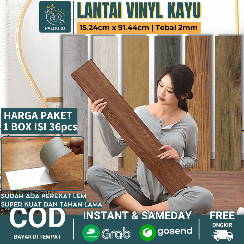 Jual Paldu ID - Lantai Vinyl Premium 1 BOX ISI (36pcs) / Stiker Lantai Vinyl Lantai Kayu High ...