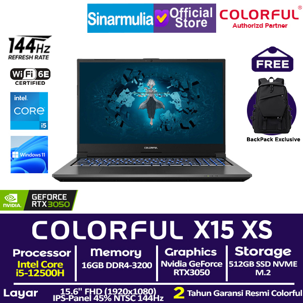 Jual Laptop Gaming COLORFUL X15 XS i5-12500H RTX3050 512GB SSD 16GB ...