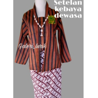 Jual Setelan Kebaya Lurik Wanita/ Kebaya Jawa Kutubaru Dewasa/ Surjan Lurik/ Baju Adat Jawa ...