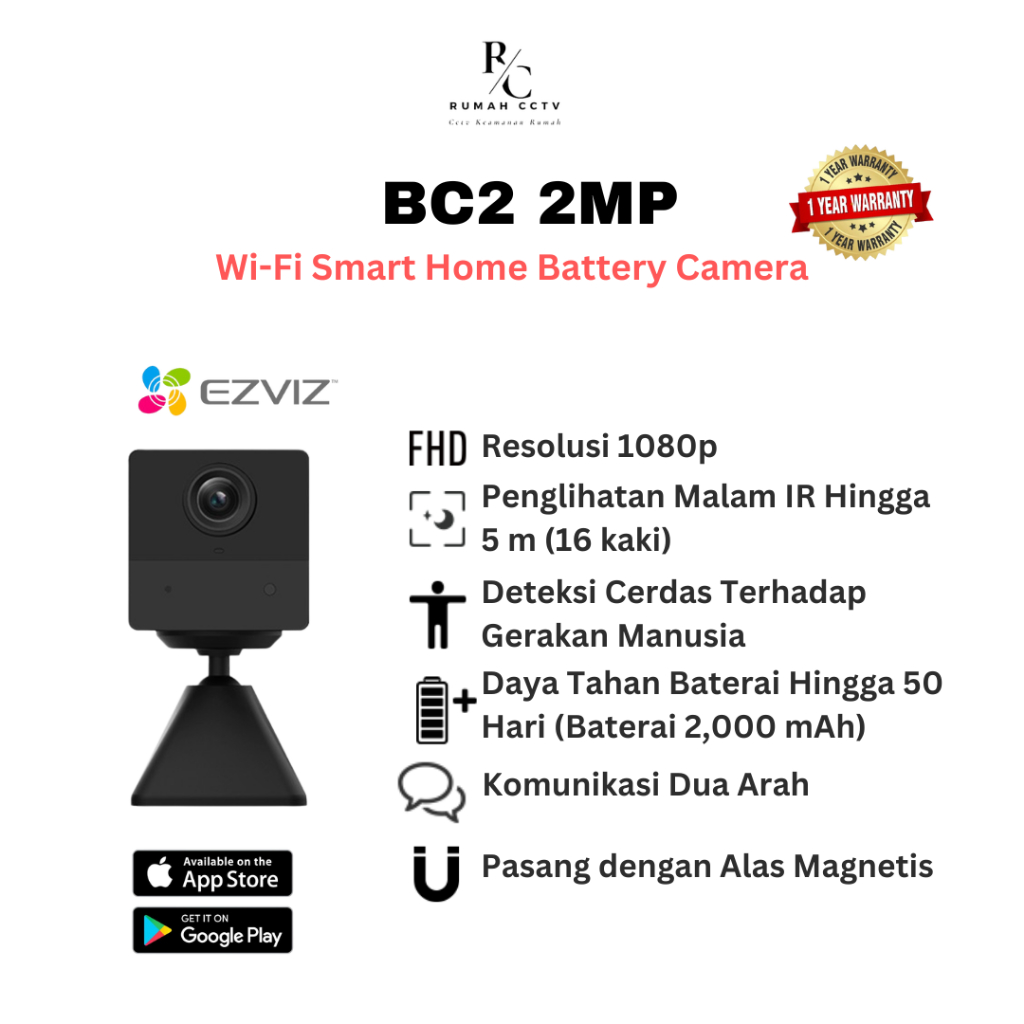 Jual EZVIZ - BC2 2Mp Wi-Fi Camera for Smart Home with Battery Cctv Indoor | Shopee Indonesia