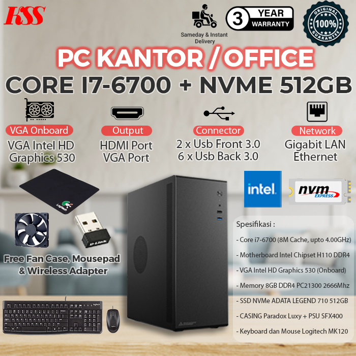 Jual [Baru] PC Rakitan Core i7 SSD 512GB RAM DDR4 Siap Pakai Harga Hemat | Shopee Indonesia