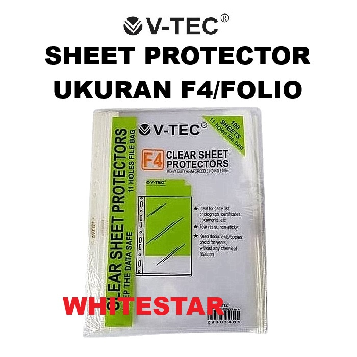 Jual sheet protector / pocket clear v-tec uk. / ukuran F4 folio (10 ...