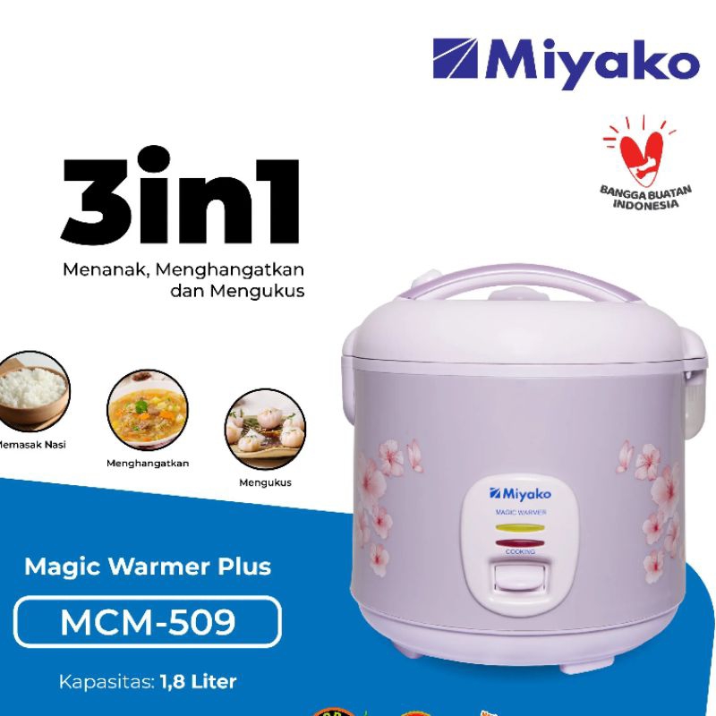 Jual MIYAKO rice cooker MCM-509-magic com miyako 1,8Liter | Shopee ...