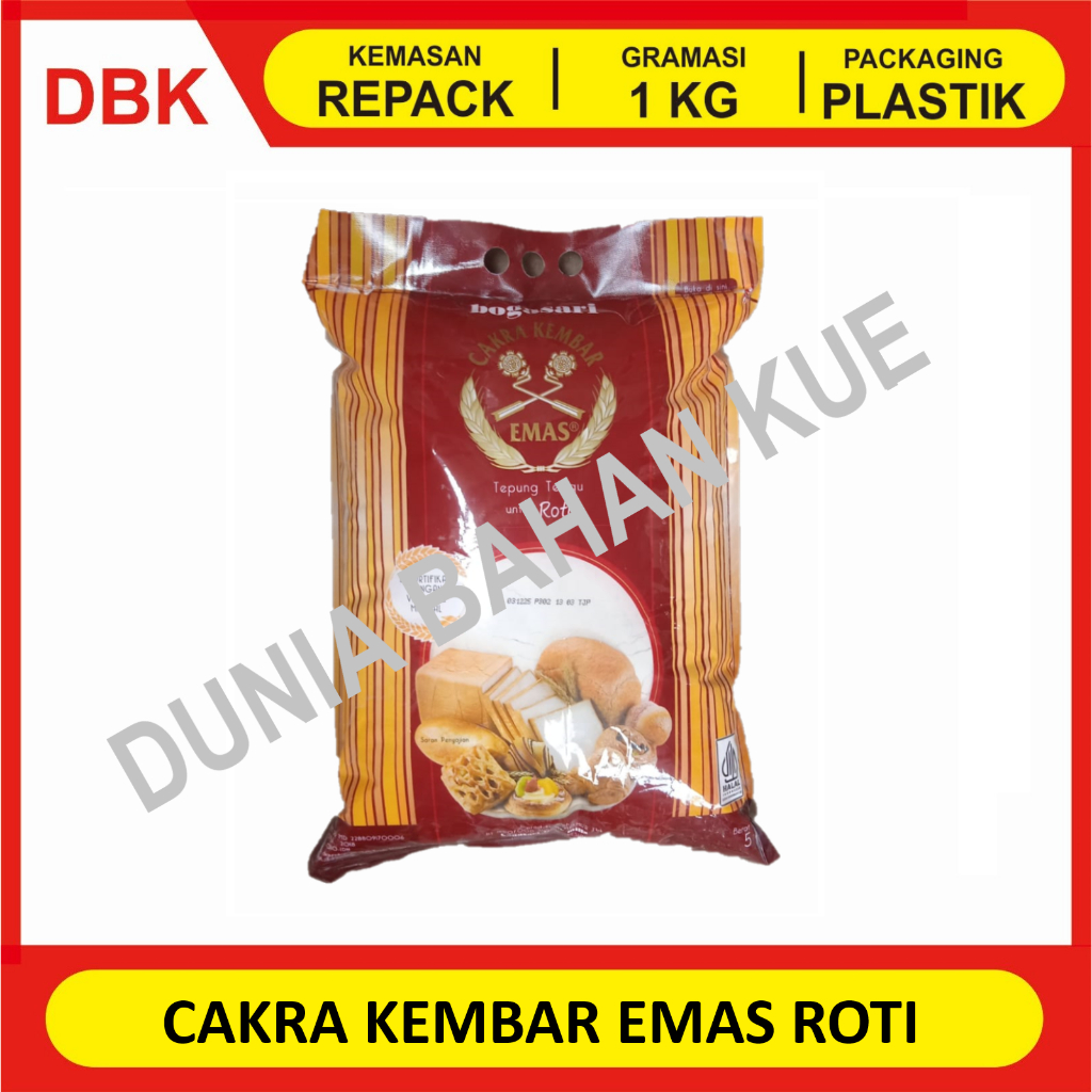 Jual CAKRA KEMBAR EMAS ROTI - REPACK 1 KG / TEPUNG TERIGU ROTI CAKRA ...