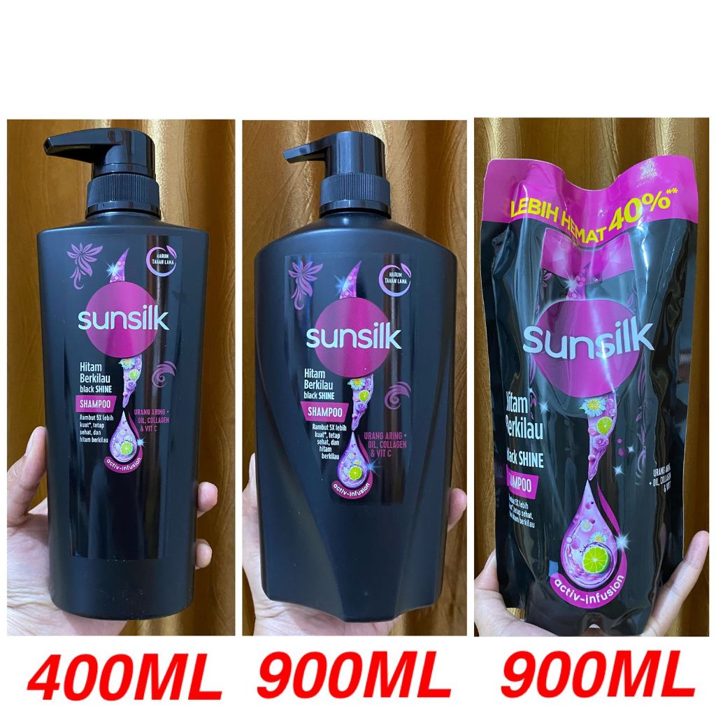 Jual Sunsilk Black Shine Shampoo 400ML | 900ML | 900ML Refill | Shopee ...