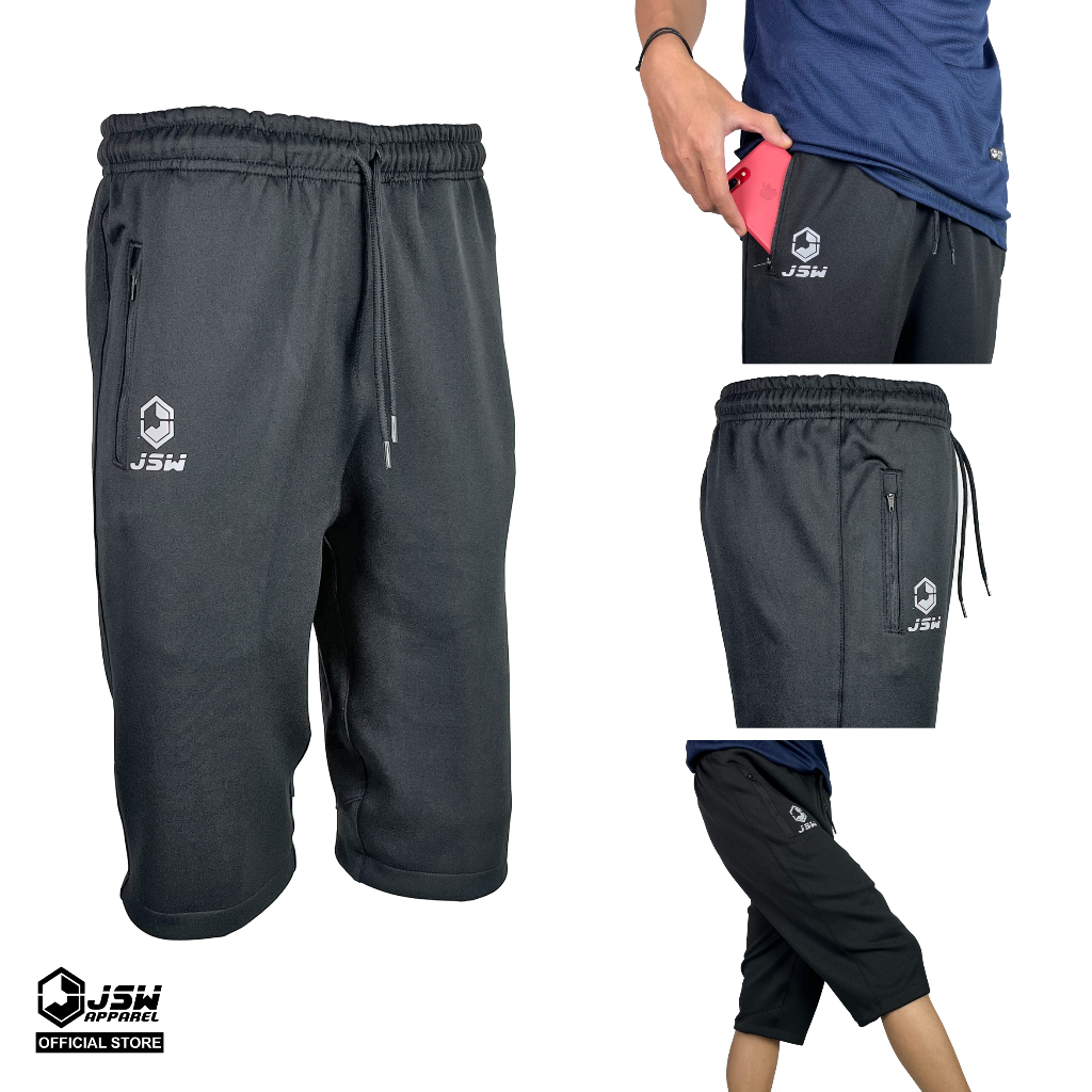 Jual JSW APPAREL - Celana Olahraga Pendek 3/4 Bahan Scuba - Hitam ...