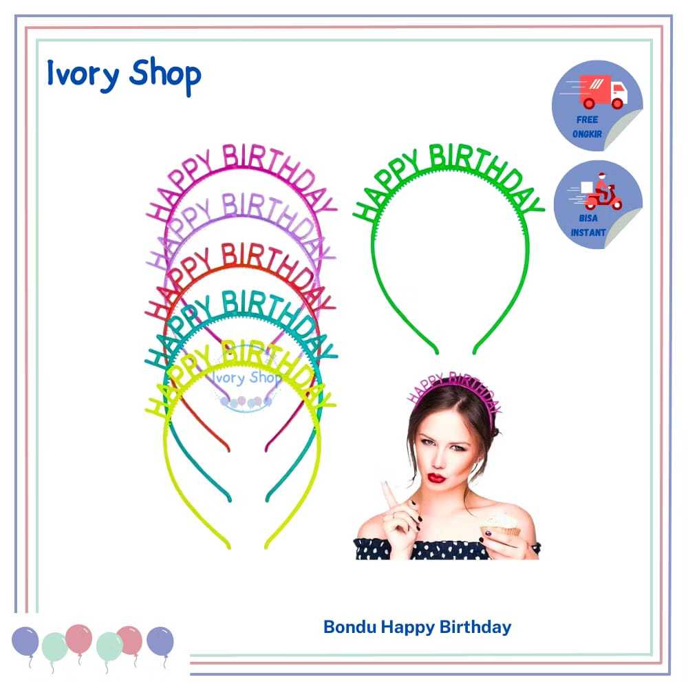 Jual Bando Happy Birthday Plastik Bondu HBD Pesta Ulang Tahun Anak ...