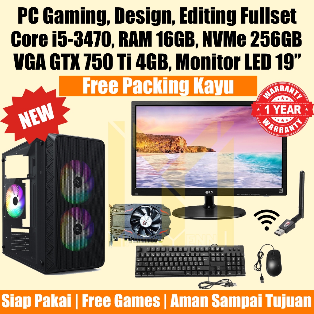 Jual PC Rakitan Core i5 3470 NVMe 256GB GTX 750 Ti 4GB RAM 16GB / Paket CPU Gaming/Desain ...