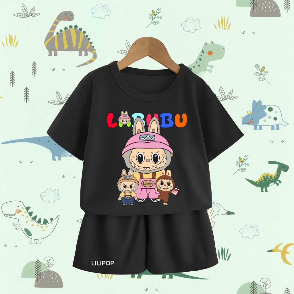 Jual Baju Anak Stelan Usia 1-10 Tahun Labubu Monster Katun Kombet 24s Kaos 3/4 Cowok Cewek ...