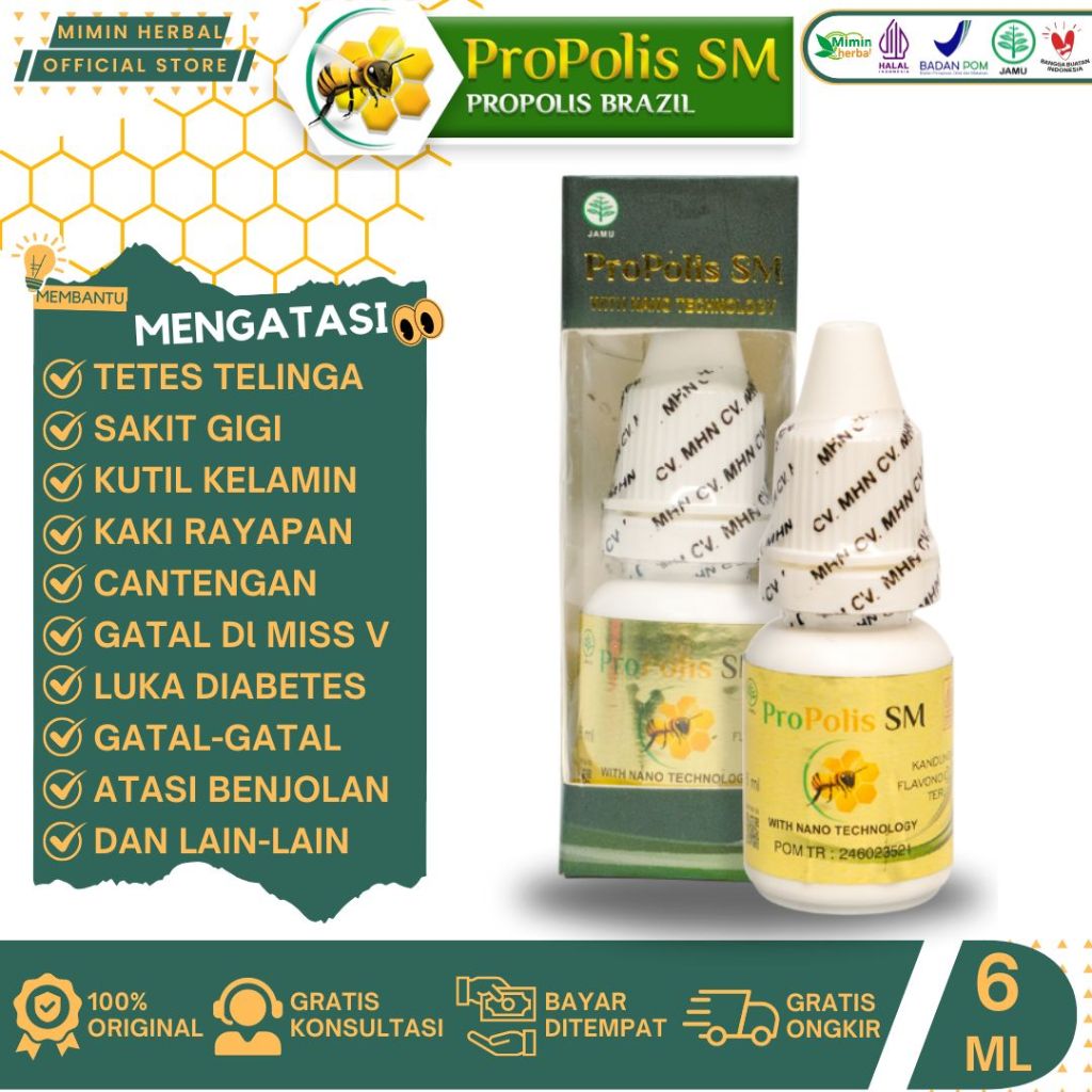 Jual Propolis SM isi 6ml BPOM Halal MUI Herbal Tetes Lidah Putih ...