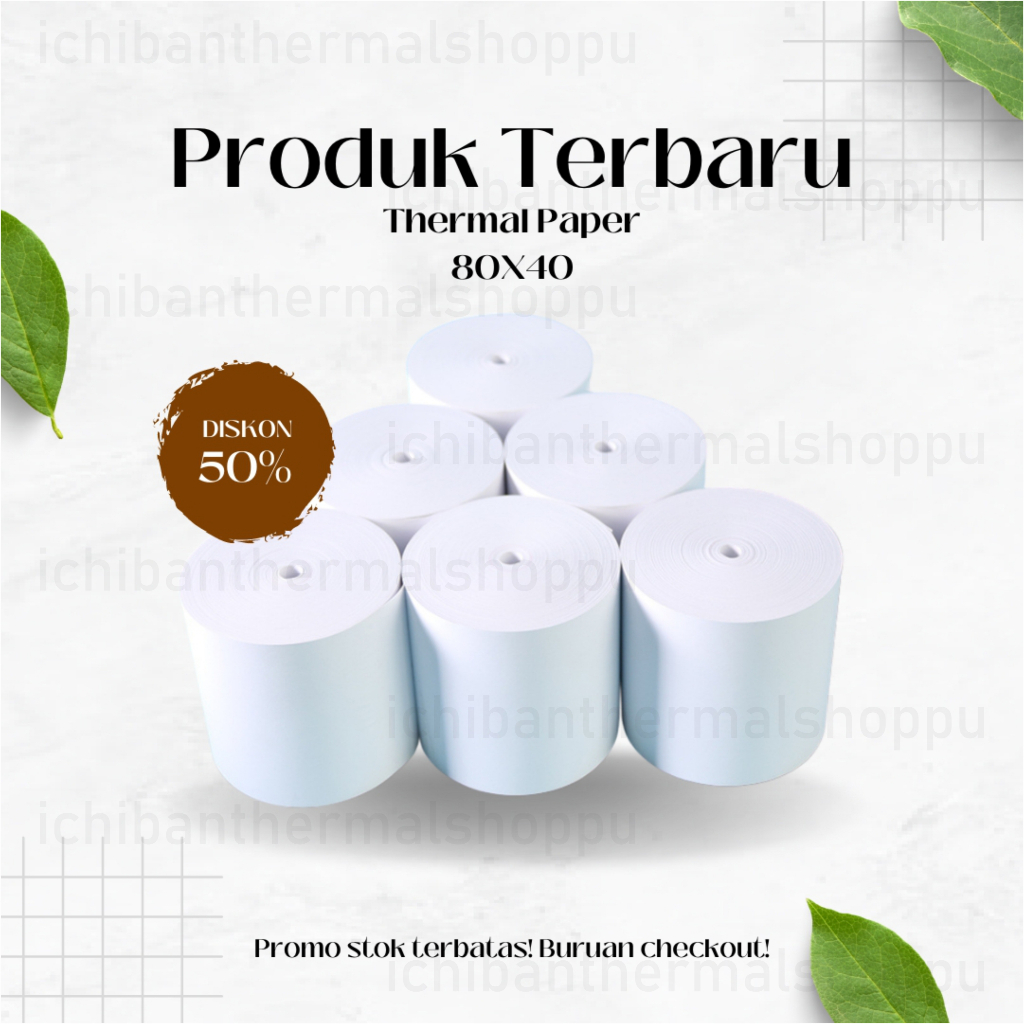 Jual KERTAS THERMAL STRUK KASIR / PPOB PAPER ROLL 80X40 CORELESS TERMAL POS RECEIPT MINI PRINTER ...