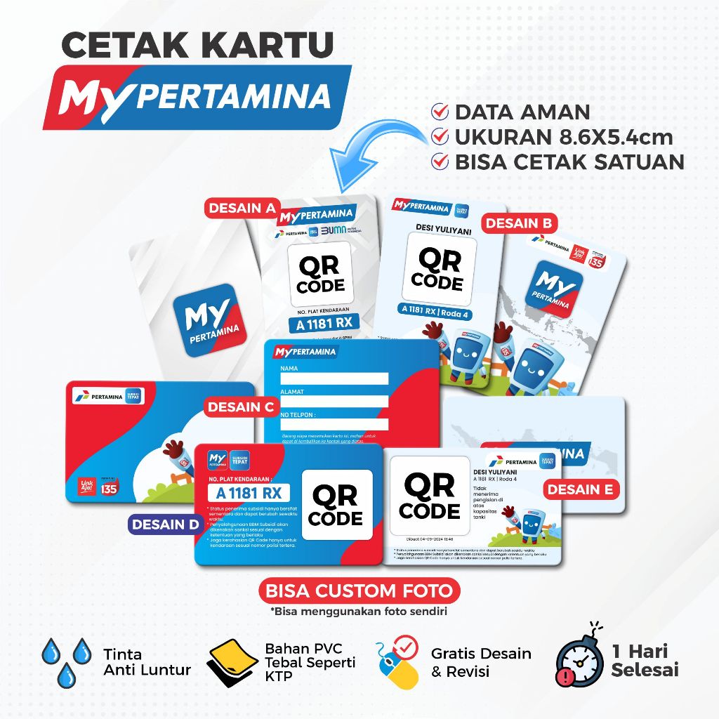 Jual Kartu My Pretamina BBM Bersubsidi ID Card 2 Sisi (Bisa CUSTOM ...