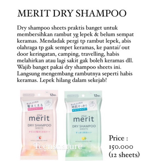 Jual MERIT Dry Shampoo Japan ORIGINAL | Shopee Indonesia