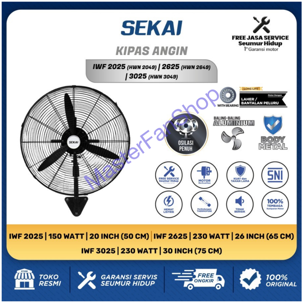 Jual SEKAI IWF 2025 Kipas Angin Dinding Tornado 20 inci / 50 cm | Shopee Indonesia
