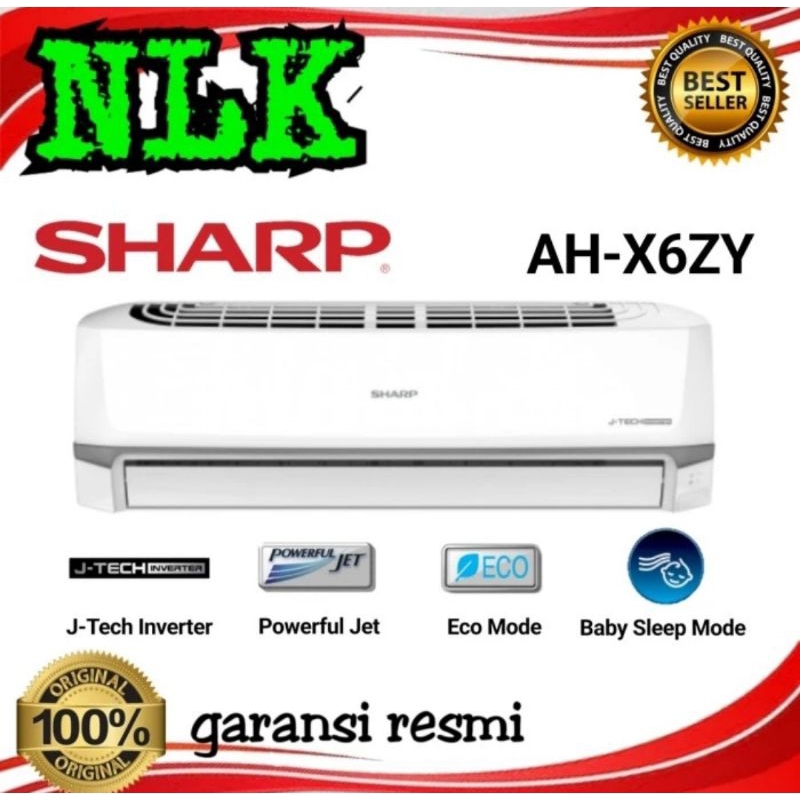 Jual AC Sharp Inverter 1/2 PK AH - X 6 BEY/6ZY R32 HARGA UNIT ONLY- PASANG INSTALASI AH - X6BEY ...