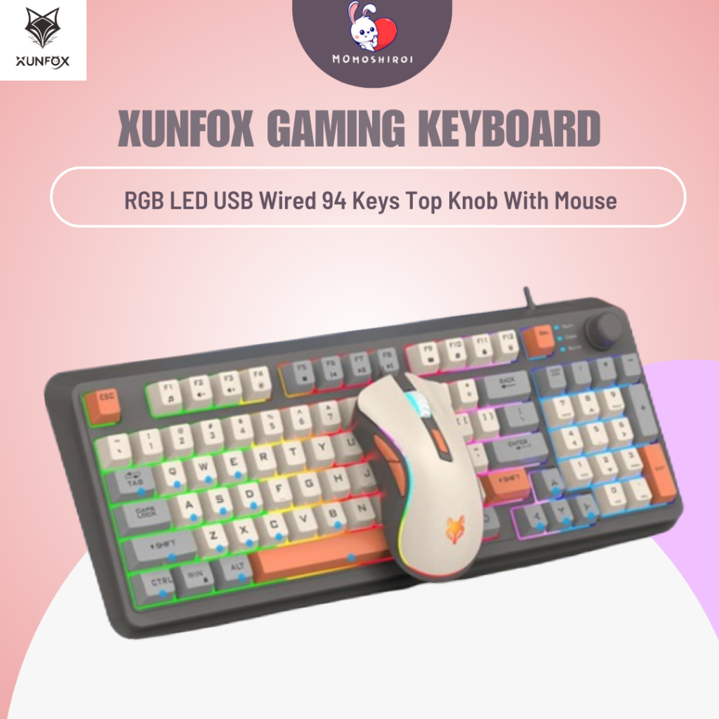 Jual Xunfox Gaming Keyboard RGB LED USB Wired 94 Keys Top Knob With ...