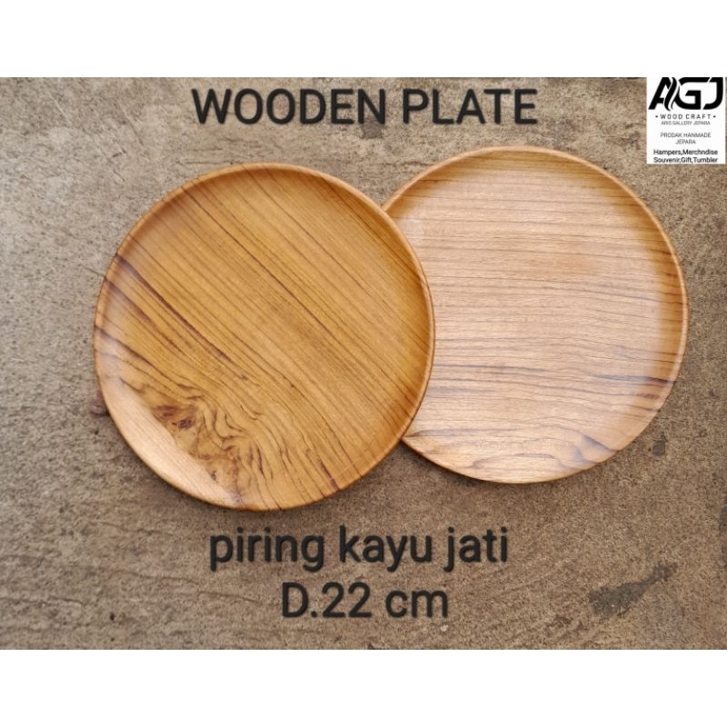 Jual Piring Kayu Jati Wooden Plate Piring Saji Piring Makan D.22 Cm ...