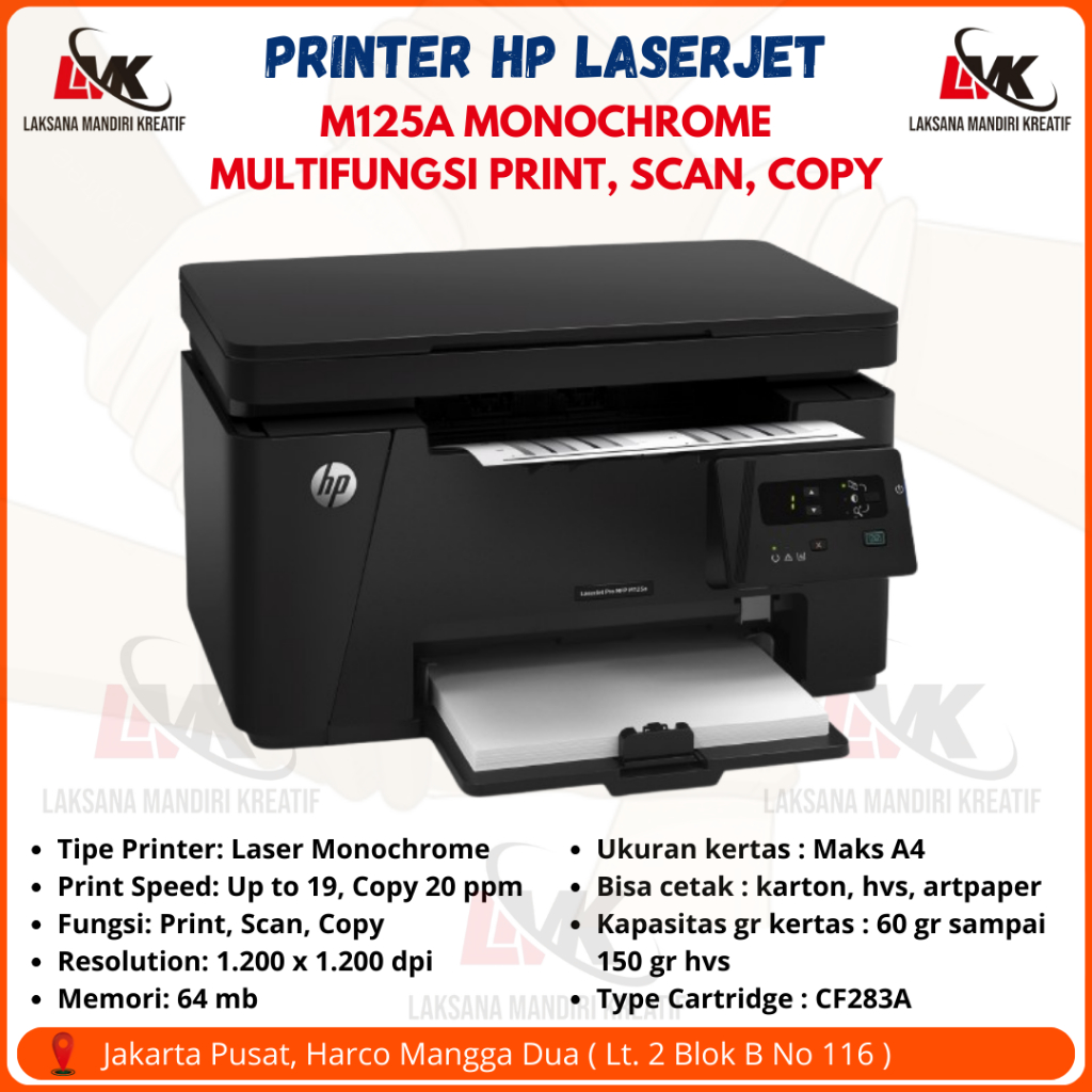 Jual Printer HP Laserjet Pro MFP M125a Siap Pakai Lengkap Garansi Toko ...