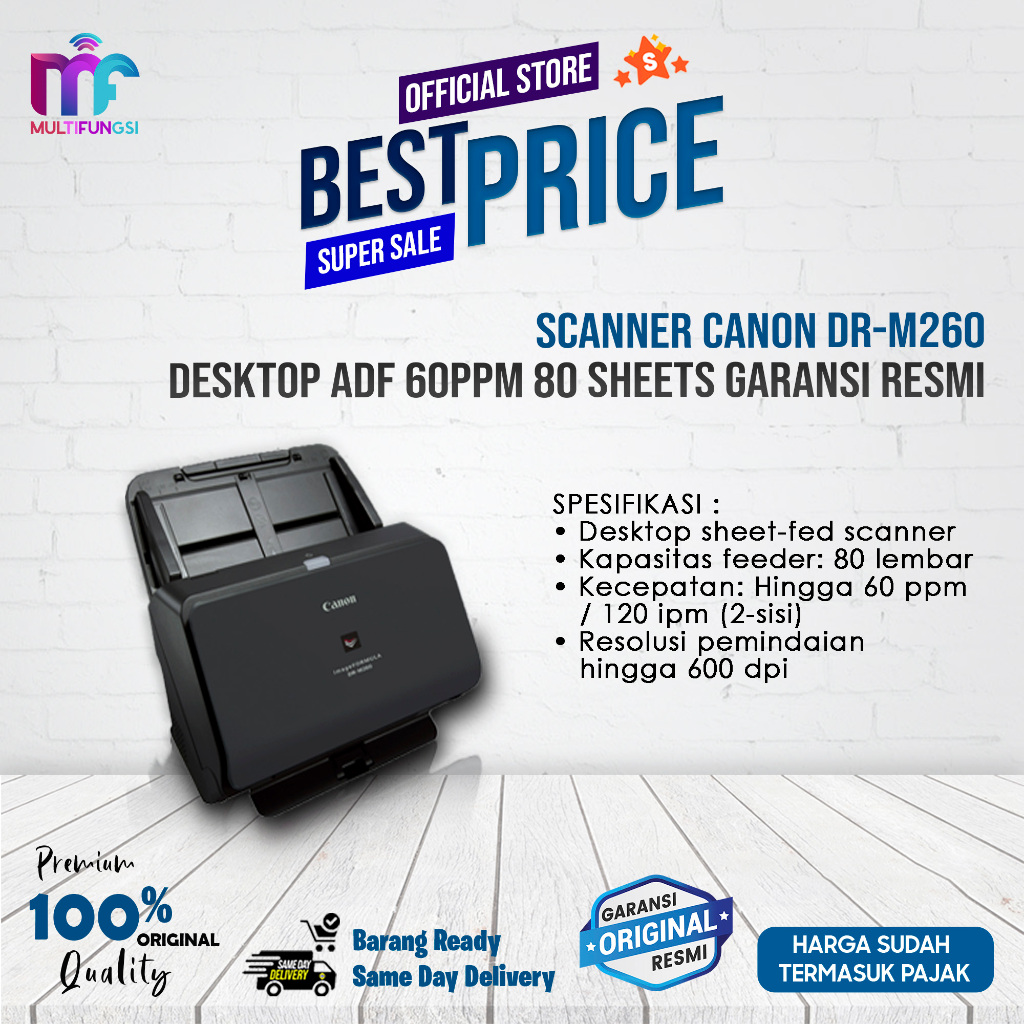 Jual Scanner Canon DR-M260 / DRM260 Desktop ADF 60ppm 80 Sheets Garansi ...
