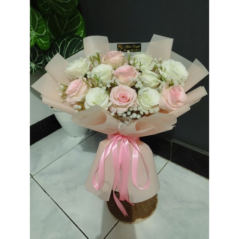 Jual (isi 6pcs mawar) BUKET BUNGA MAWAR murah - bucket wisuda warna ...