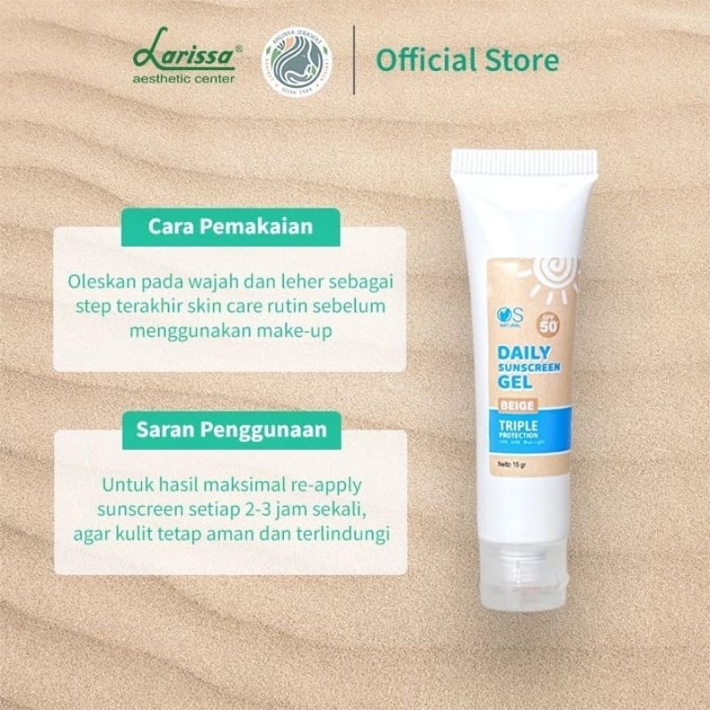 Jual larissa Daily Sunscreen Gel Beige SPF 50+ Dengan Triple Protection ...