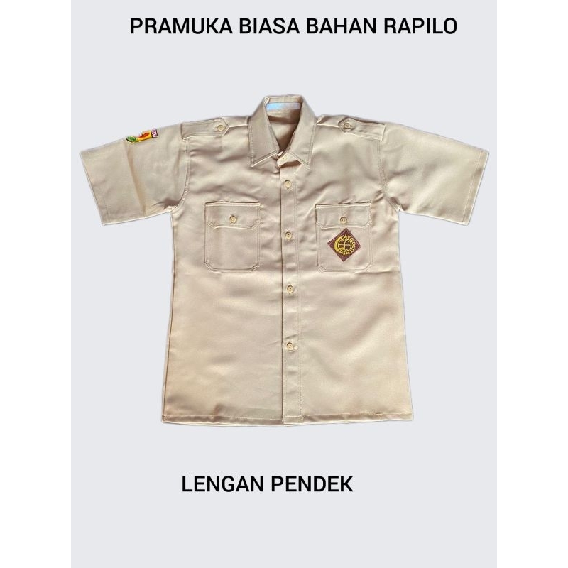 Jual BAJU PRAMUKA BAHAN RAPILO MODEL BIASA PENDEK | Shopee Indonesia