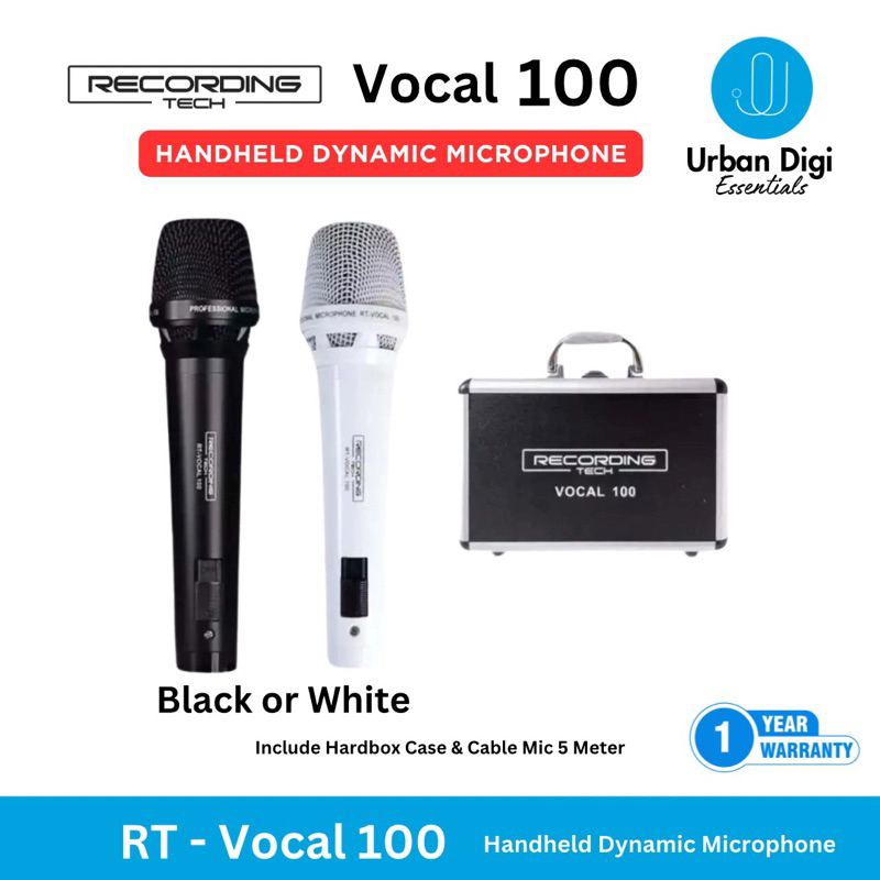 Jual Recording Tech Vocal 100 - Dynamic Vocal Microphone Super Cardioid ...