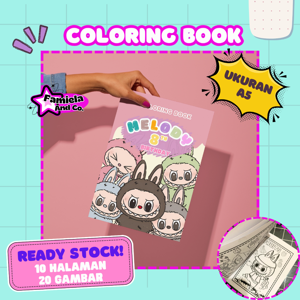 Jual BUKU MEWARNAI LABUBU (BOLEH REQ TEMA + NAMA) | COSTUM COLORING ...