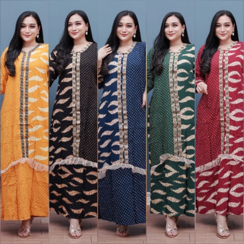 Jual Longdress Motif Lava Dress Renda Rayon Premium Busui Baju Wanita ...