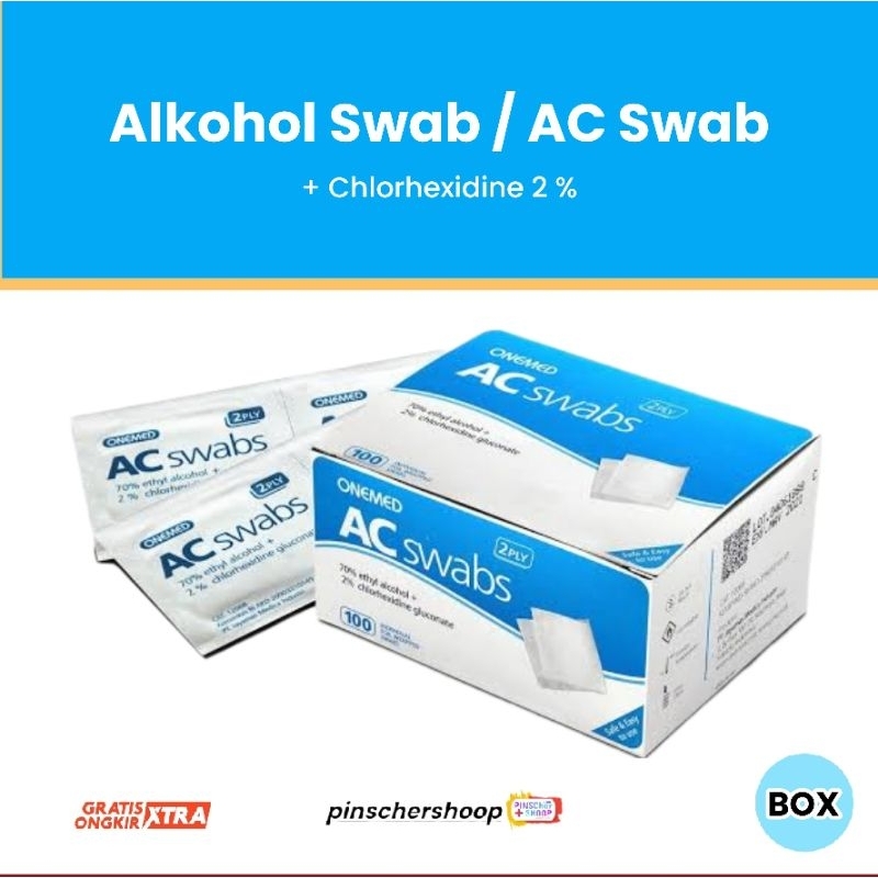 Jual AC Swab 2 % Chlorhexidine Alkohol Swab Onemed Isi 100 Pcs | Shopee ...