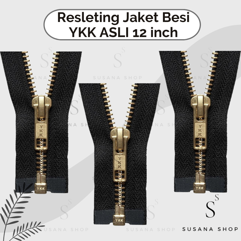 Jual Resleting Jaket Besi YKK ASLI Bolak Balik 12 inch (30 cm) / Resleting Jaket Kuningan YKK ...
