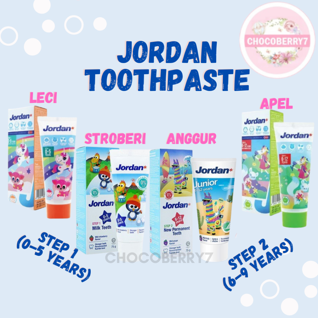Jual JORDAN Oral Care Kids Toothpaste Step 1 Step 2 75gr Usia 0-5 Tahun ...