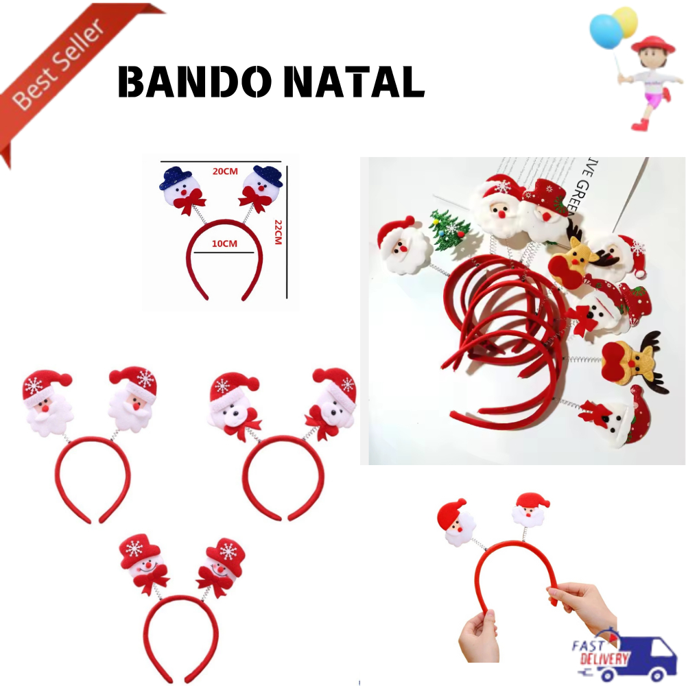 Jual Bando Natal Karakter Beruang, Santa dan Snow man | Shopee Indonesia