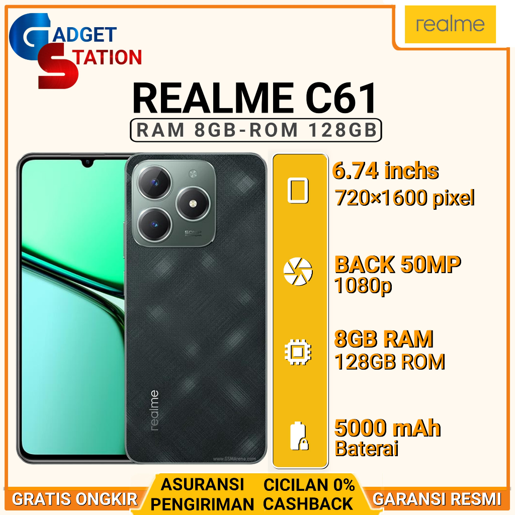 Jual HP REALME C61 RAM [8GB/128GB] GARANSI RESMI INDONESIA | Shopee Indonesia