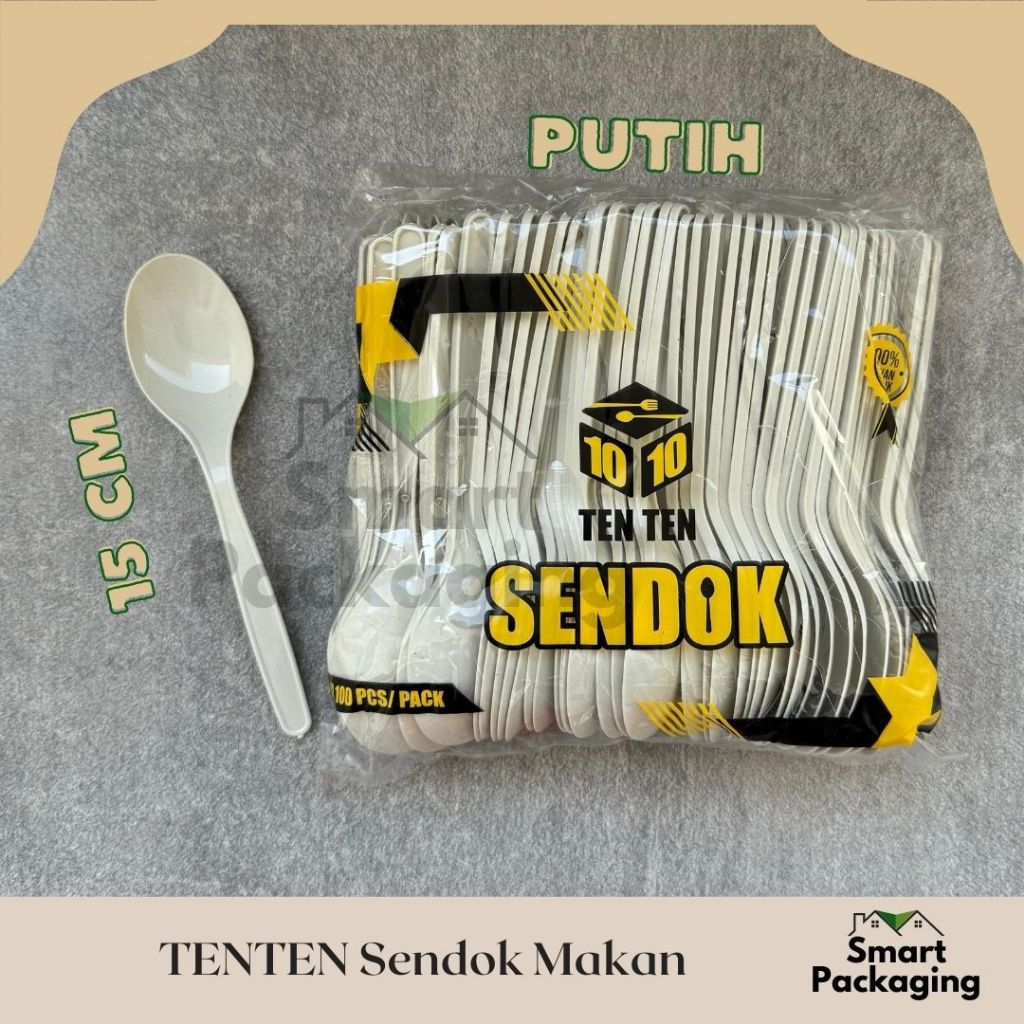 Jual [ISI 100 PCS] TENTEN Sendok Makan Putih Kuat / TEN TEN Sendok ...