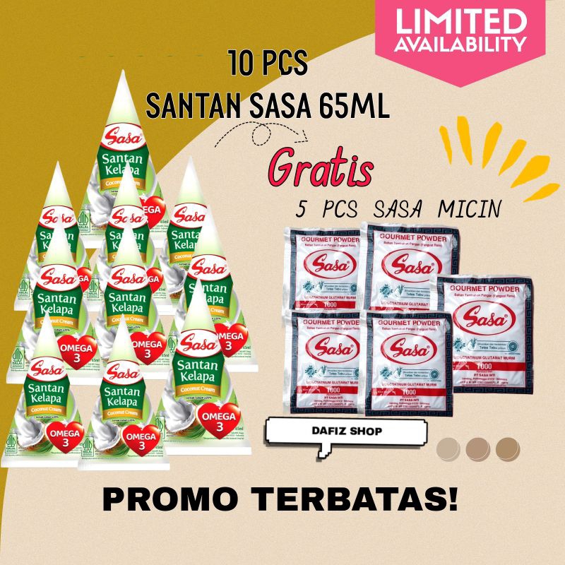 Jual 10 PCS SASA SANTAN KELAPA CAIR 65ML Free Sasa Micin 5 PCS | Shopee ...