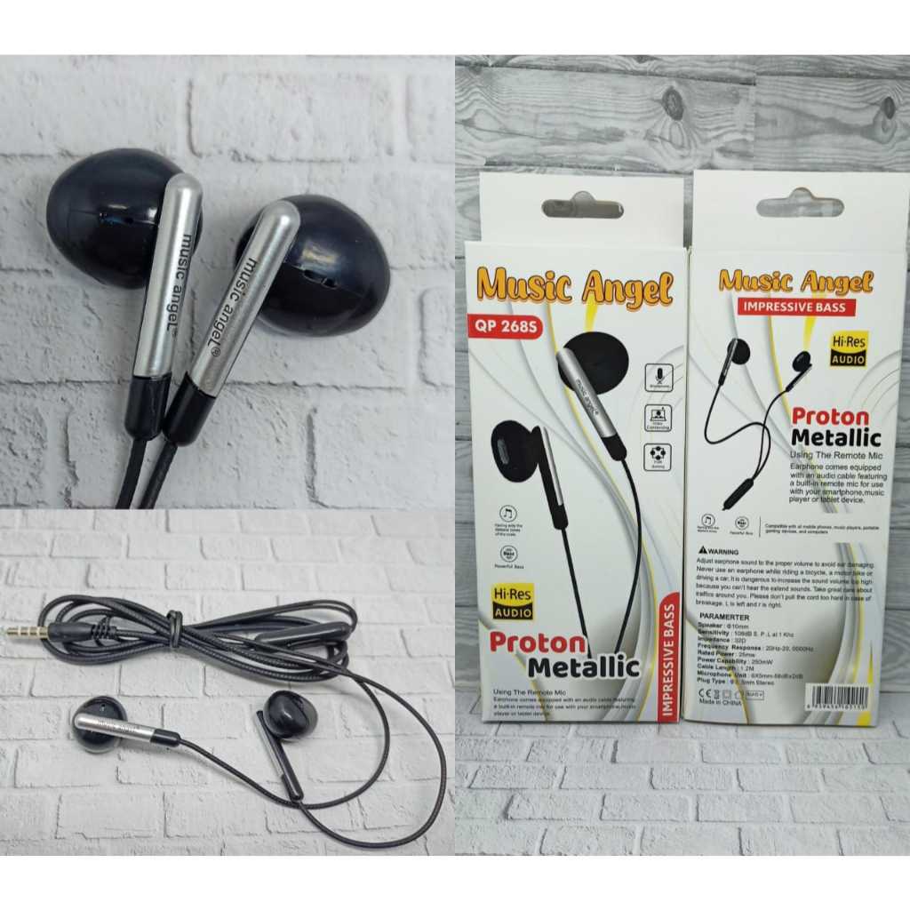 Jual HF Headset Handsfree Music Angel 268 Proton Metallic Earphone ...