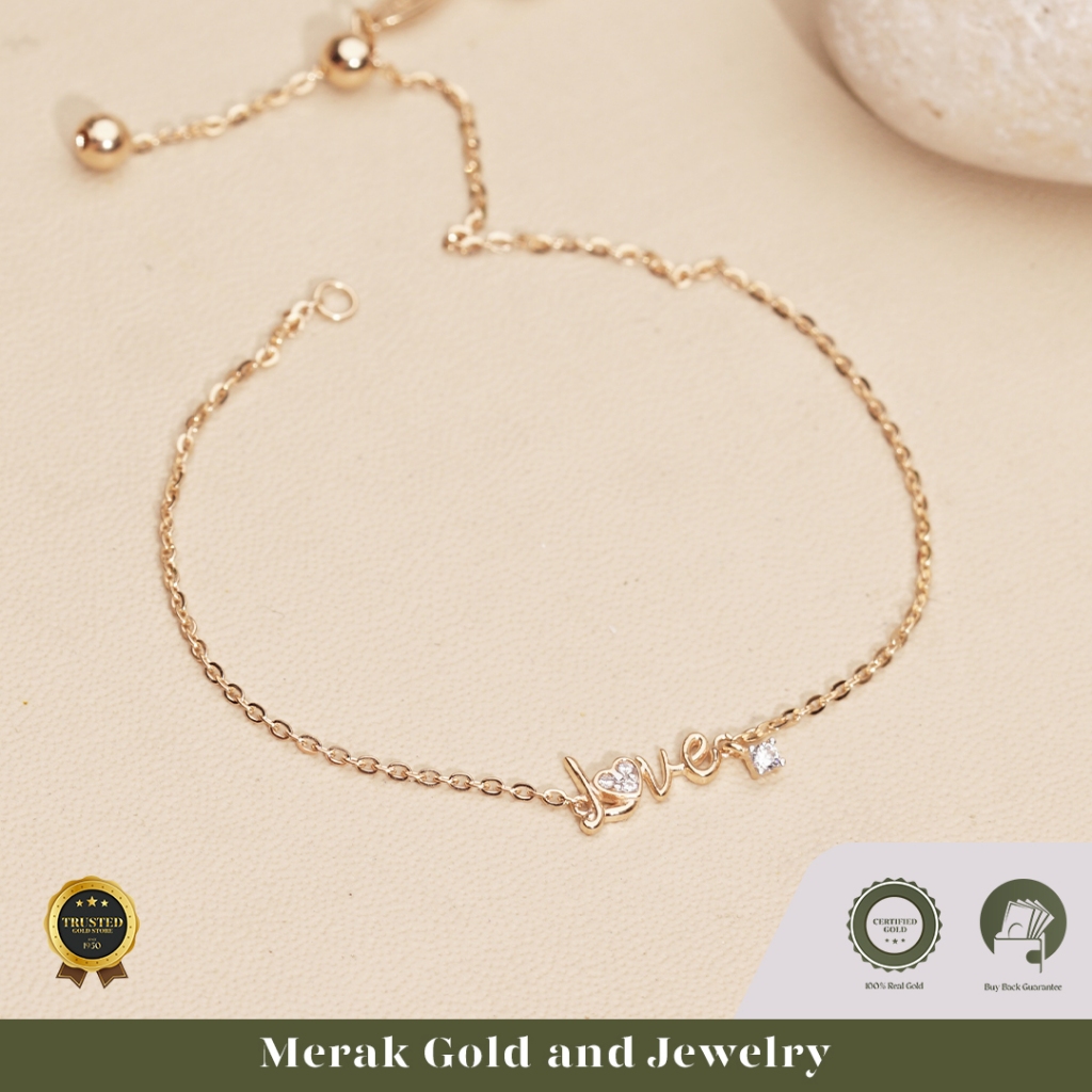 Jual Merak Gold - Gelang Serut Gold Model Tulisan "Love" | Emas Tua ...