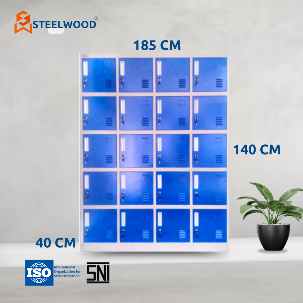 Jual STEELWOOD || LOCKER BESI 20 PINTU/LOCKER HELM/LOCKER BESI BIRU ...