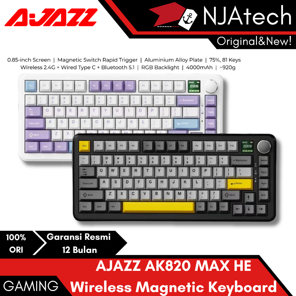 Jual Ajazz AK820 MAX HE Magnetic Switch Rapid Trigger 75% Mechanical Keyboard Three Mode RGB TFT ...
