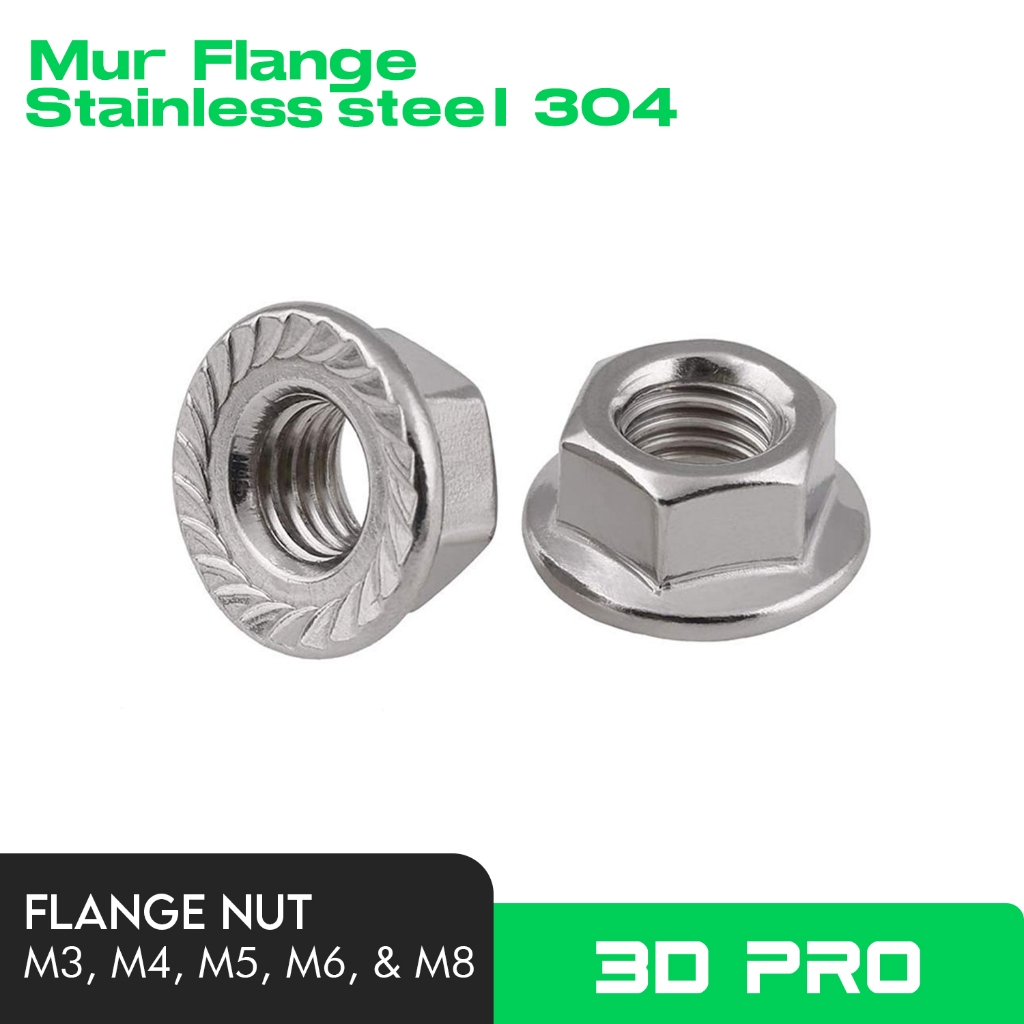 Jual Mur Stainless Flange Nut Topi Hammer head M3 M4 M5 M6 M8 SS304 Stainless Steel Alluminium ...