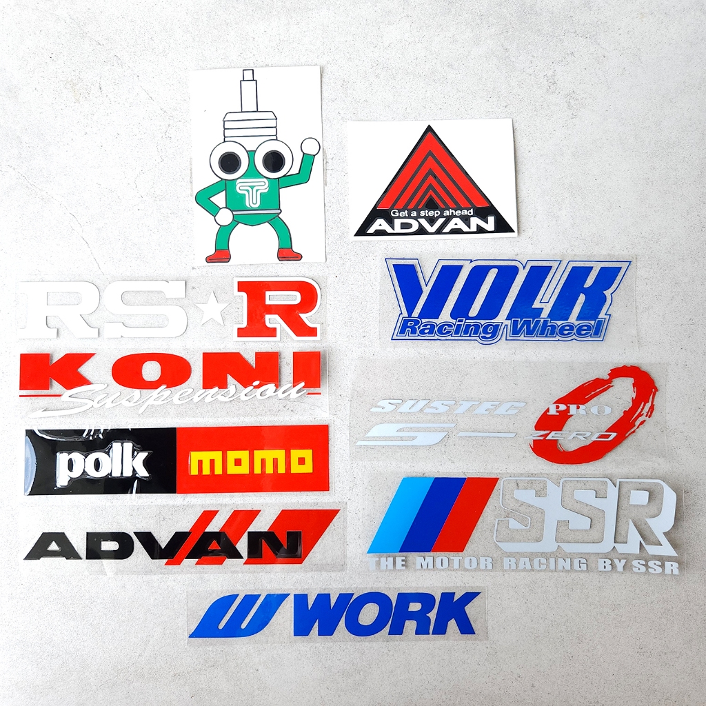 Jual Stiker Sticker Mobil Advan SSR Work Volk Racing Tein RSR Koni Momo ...