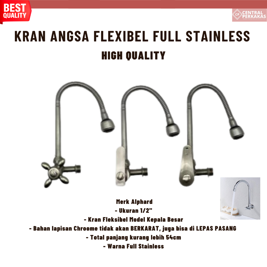 Jual Kran angsa flexibel kepala kecil dan kepala besar full stainless ...