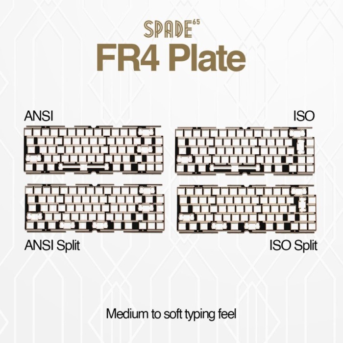Jual Noir Spade65 65% Extra FR4 Plate ANSI, ISO, Split Spacebar Layout ...