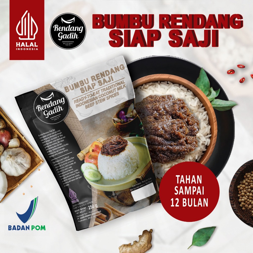 Jual Rendang Gadih - Bumbu Rendang Siap Saji 150 g & 250 g | Shopee ...