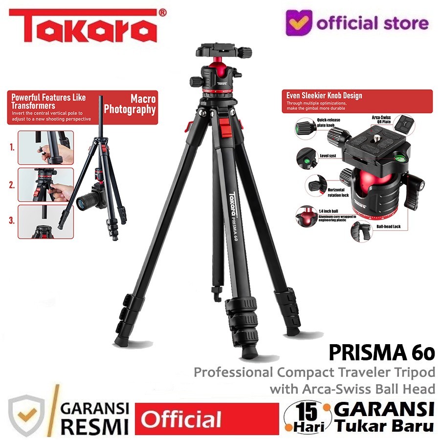 Jual Takara PRISMA 60 Compact Traveller Tripod for Camera & Smartphone | Shopee Indonesia