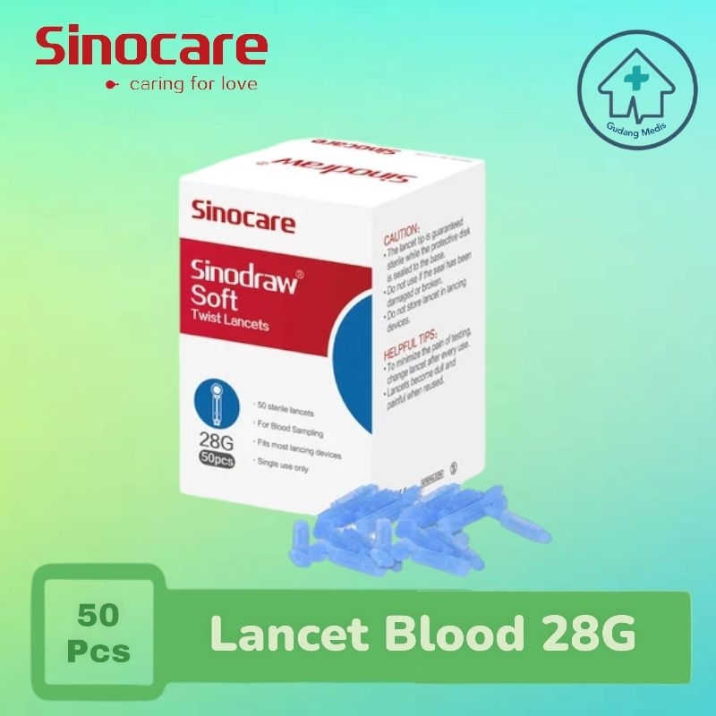 Jual Sinocare Sinodraw Blood Lancet 28G Isi 50pcs Lancet Sinocare ...