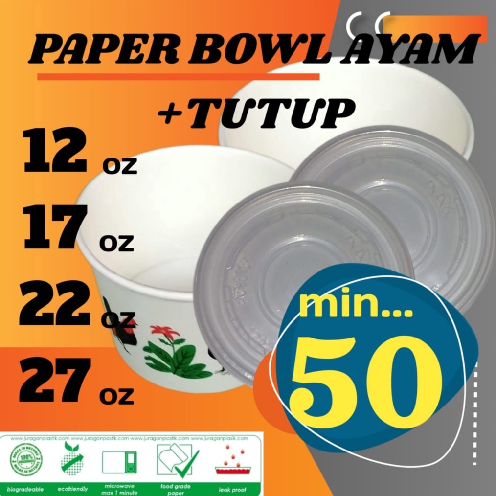 Jual Paper Bowl Mangkok Mangkuk Ayam Jago Tutup Dan Plus Wadah Tempat ...